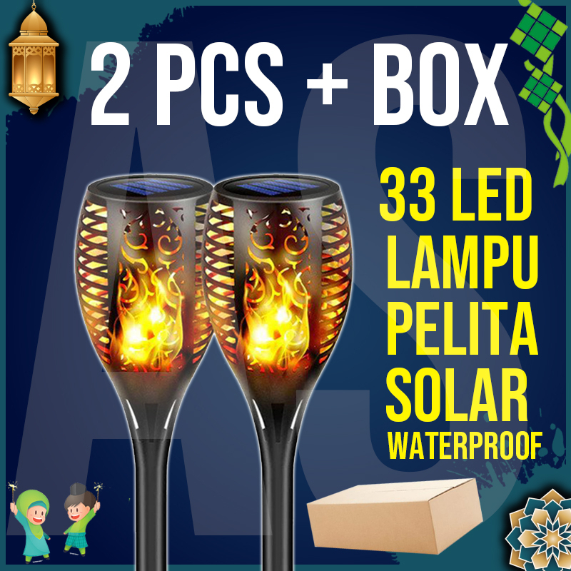 Lampu Pelita Solar LED Waterproof Viral Flickering Flame Torch Fire ...