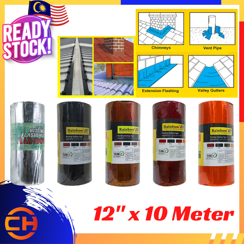 12" X 10M Gam Atap Penampal Zinc Bitumen Poly Tape Flash Band Getah ...