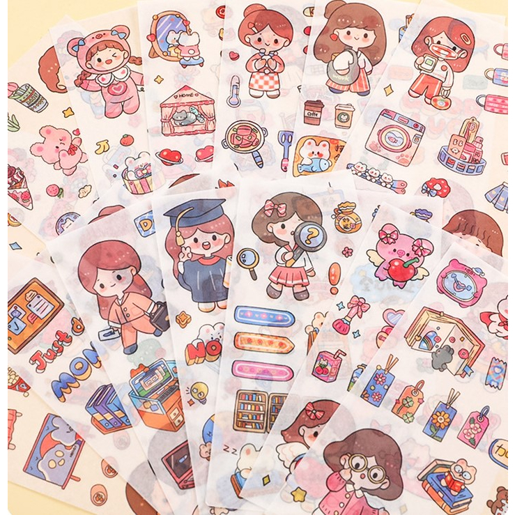 Girl Handbook Cartoon Sticker | DIY Cute Decorative Washi Sticker ...