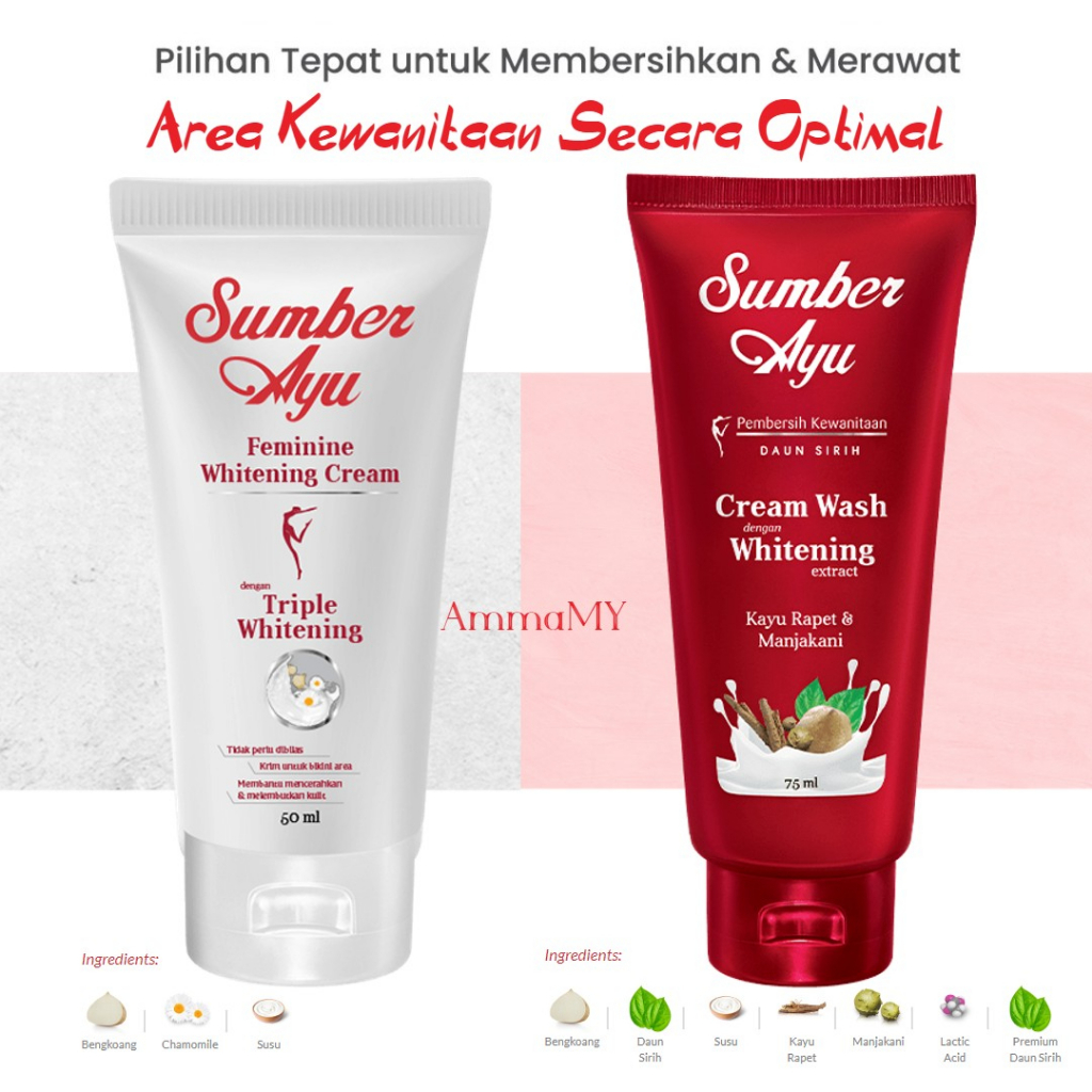 Sumber Ayu Feminine Miss V Whitening Cream and Wash Pembersih dan ...