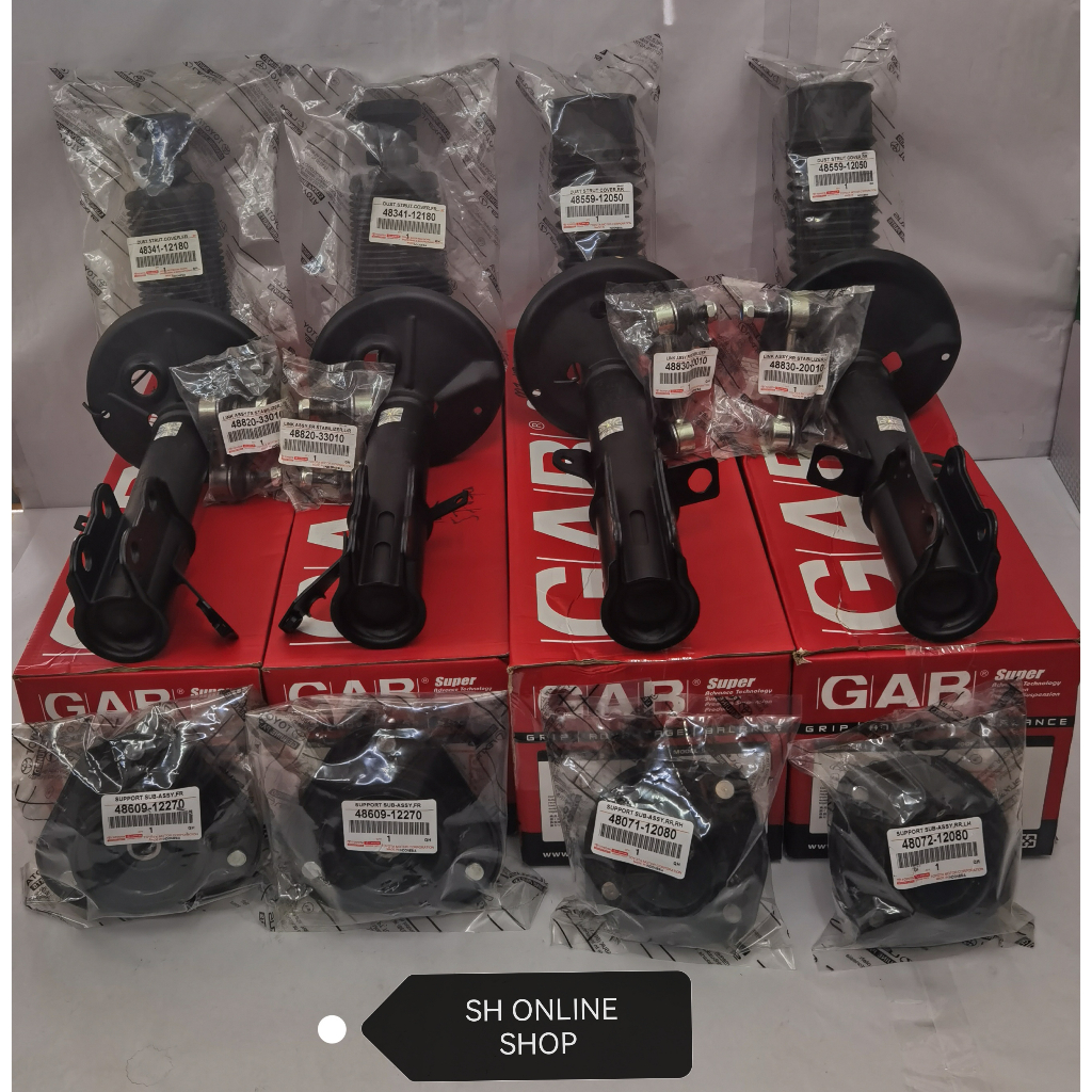 GAB Super Premium Absorber Front & Rear+Abs Mtg+Abs Link+Abs Cover for Toyota Corolla AE101 ...