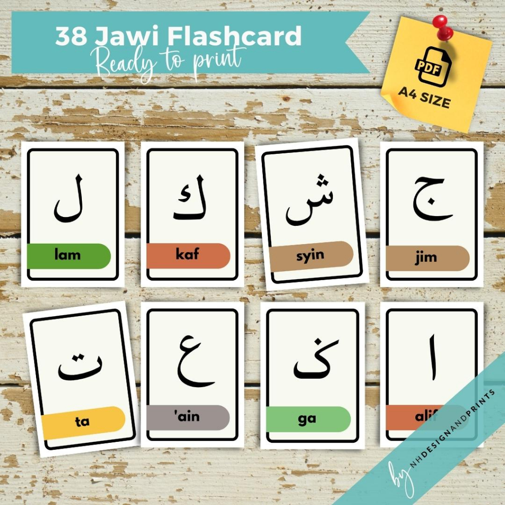 [PDF Soft Copy] Flashcards Jawi | Flashcard Hijaiyah | Arabic Alphabet ...