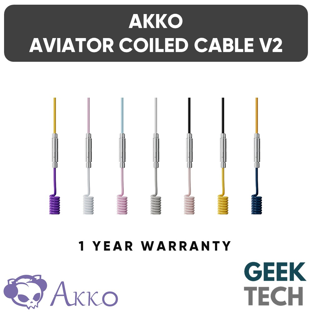 AKKO Custom Coiled Aviator Cable V2 USB-C Cable For Mechanical Keyboard ...