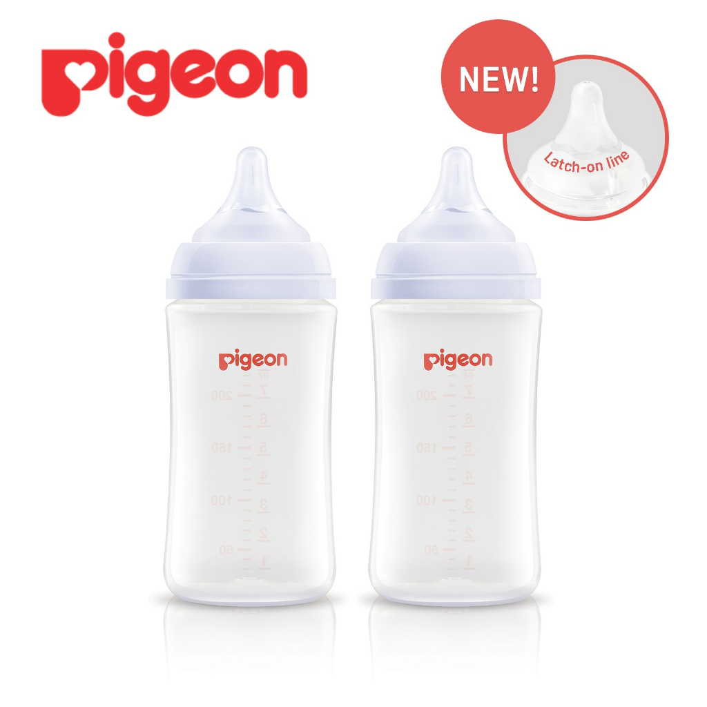 ( NEW ) Pigeon SofTouch Wide-Neck PP Nursing Bottle 160ml / 240ml (Twin Pack) 1 Pack 2 Bottles ...