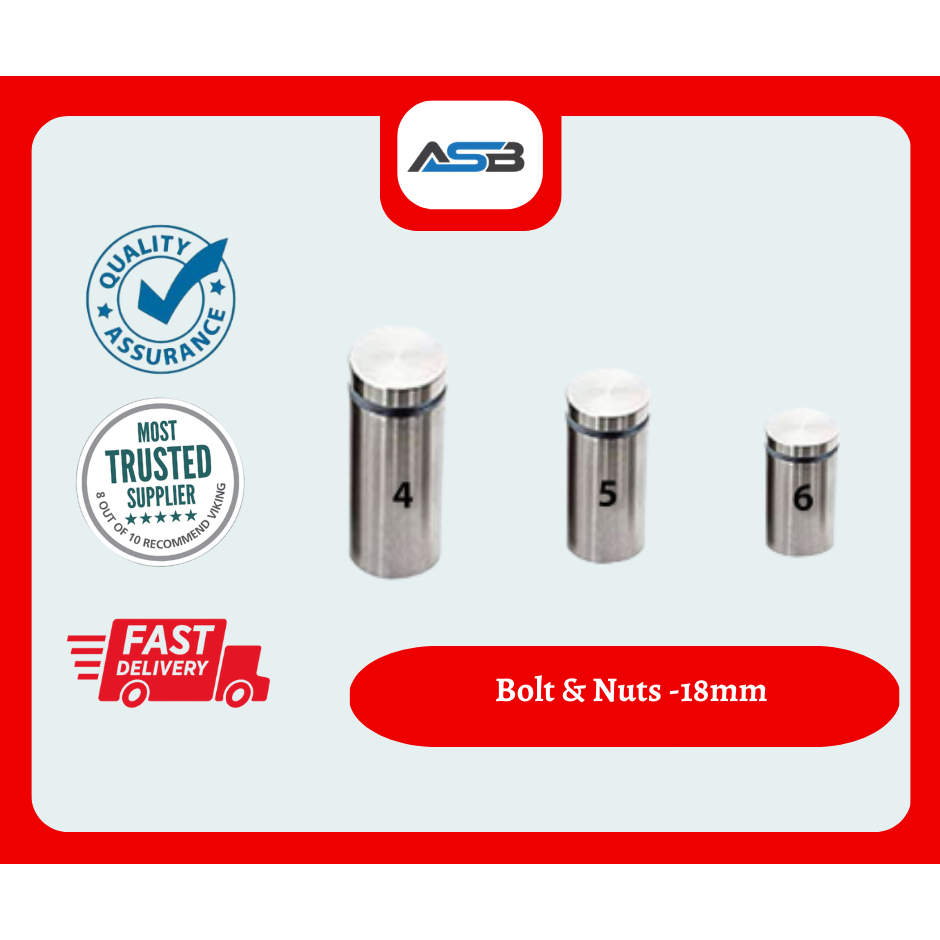 Bolt & Nut 18mm for sandwich signage 25mm,40mm,50mm [AC-BN] | Shopee ...