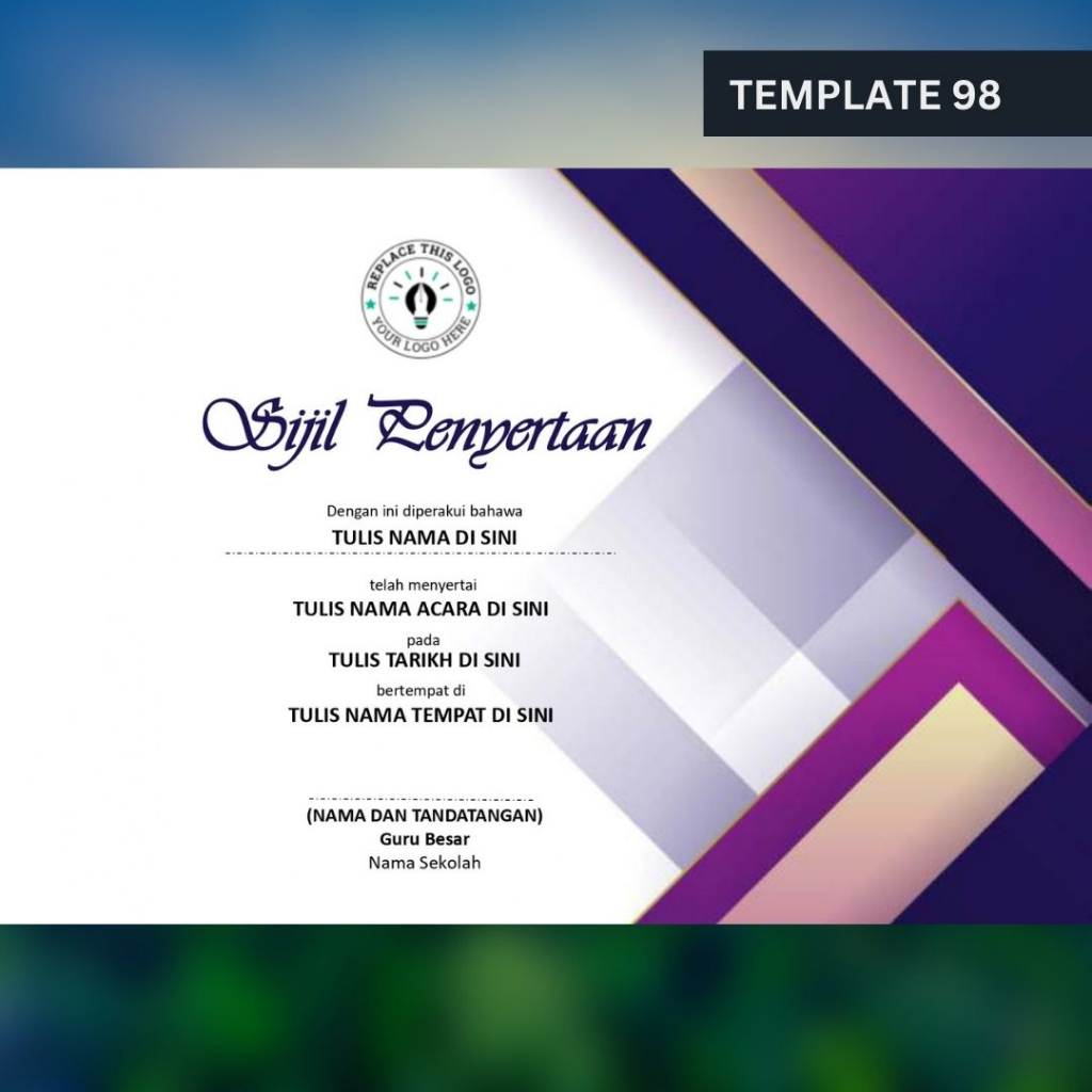 [Powerpoint] Template Sijil Certificate Template Editable Powerpoint ...