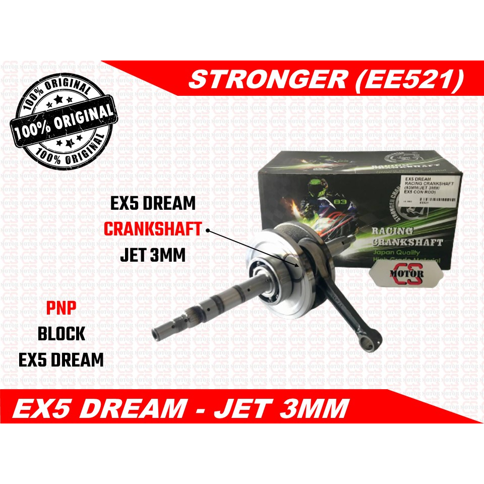 EX5 DREAM RACING CRANKSHAFT JET 3MM STRONGER CHARACTER TAIKOM TOBAKI ...