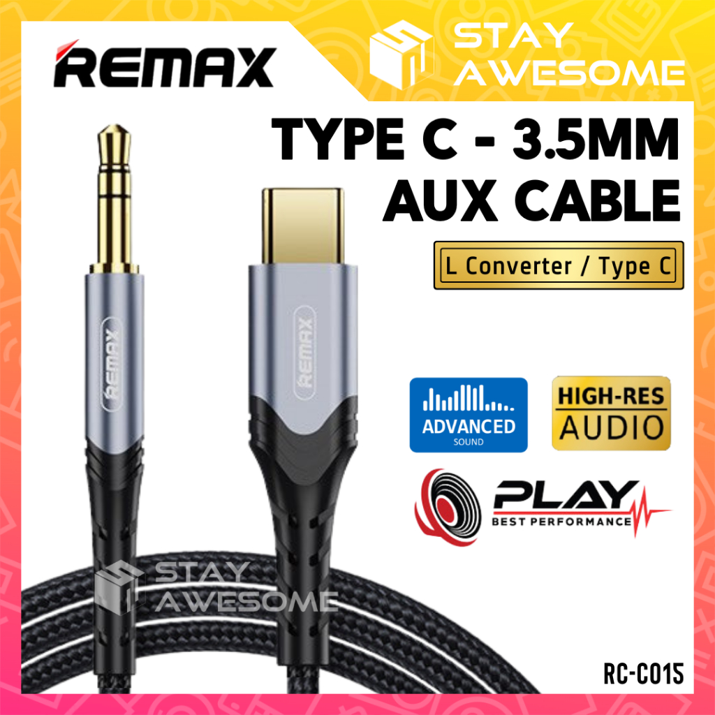 REMAX Audio Cable For Speaker Aux USB C Audio Jack Headphone Cable Type ...