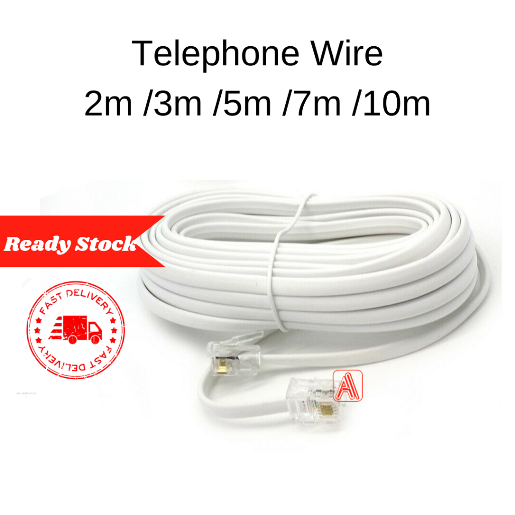 Telephone Wire Full Copper 2m / 3m / 5m / 10m Meter Telephone Cable ...