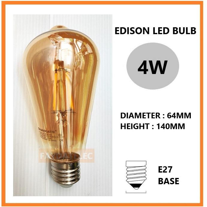 EDISON LED BULB ST64 4WATT E27 (SMOKE GLASS) | Shopee Malaysia