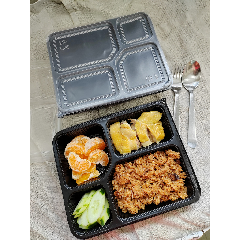 STP 4 Compartment Lunch Box with Lid /Kotak Nasi 4 Petak/Disposable/PP ...