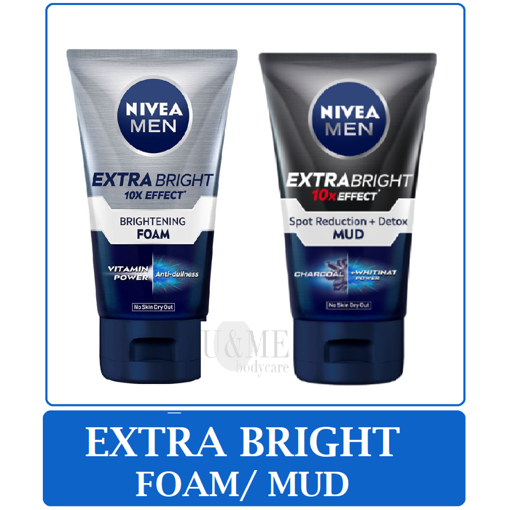 Nivea Men Extra Bright 10x Effect Anti Dark Spots Foam 100g /Mud Foam ...