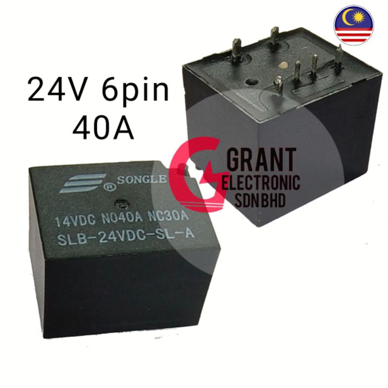 24VDC 40A 6pin Auto Relay Car DC24V SLB-24VDC-SL-A 6kaki | Shopee Malaysia