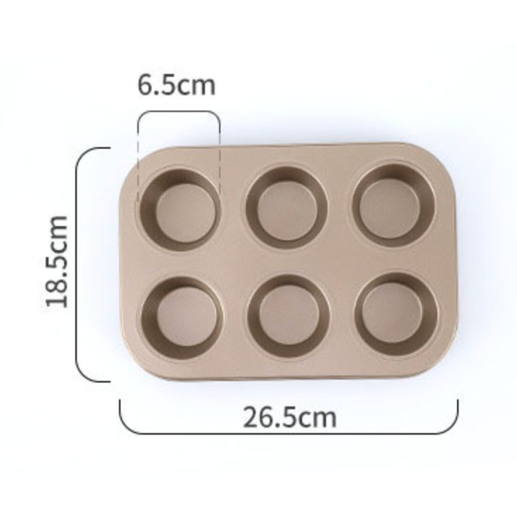Black Gold Colour Bakeware Cake Mould 6/12 Holes Non-Stick Mini Muffin ...