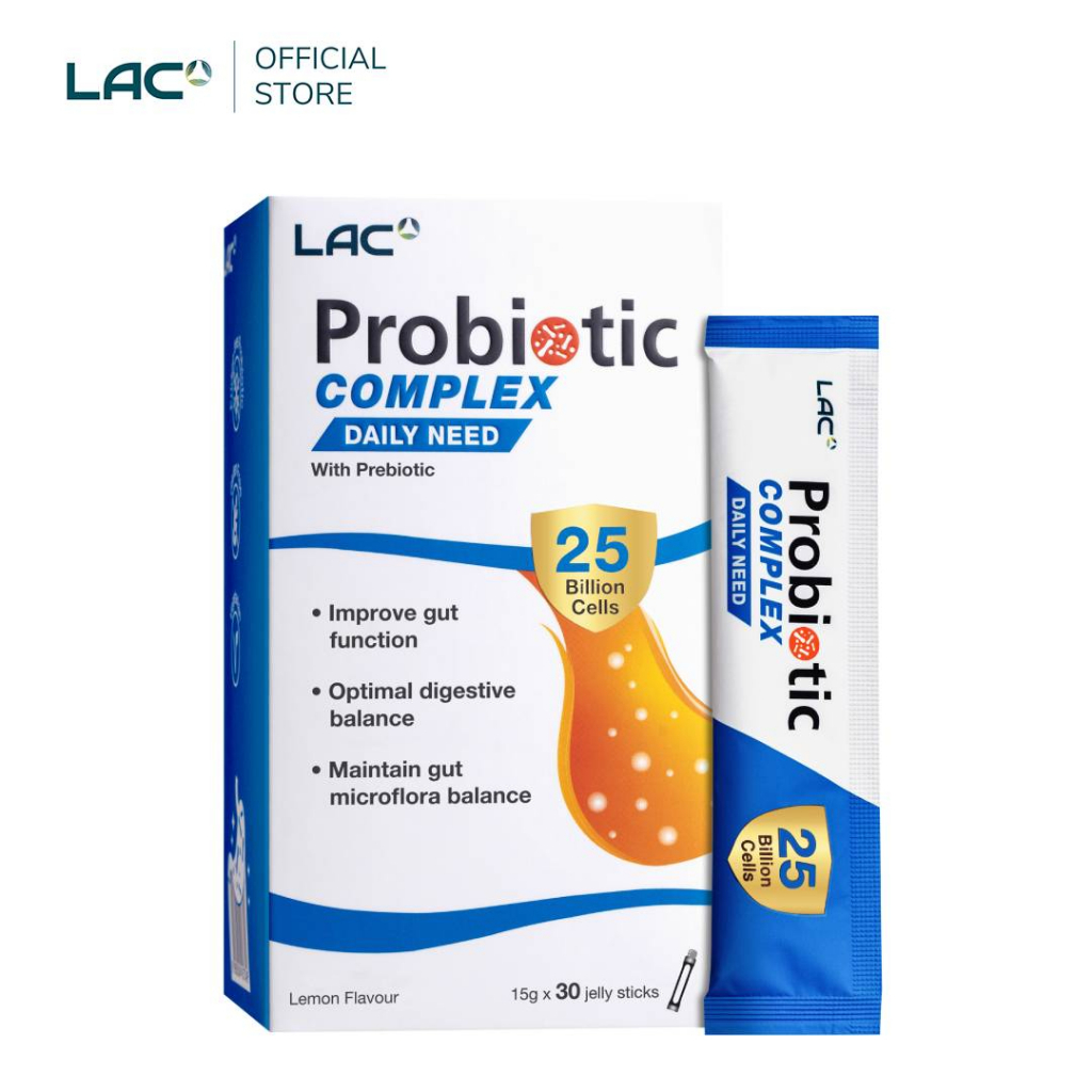 LAC Probiotic Complex 25 Billion - Lemon Flavour (15g x 30 Jelly Sticks ...