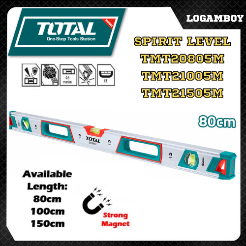 TOTAL WATER LEVEL SPIRIT LEVEL RULER TIMBANG AIR MAGNETIC TMT20805M ...
