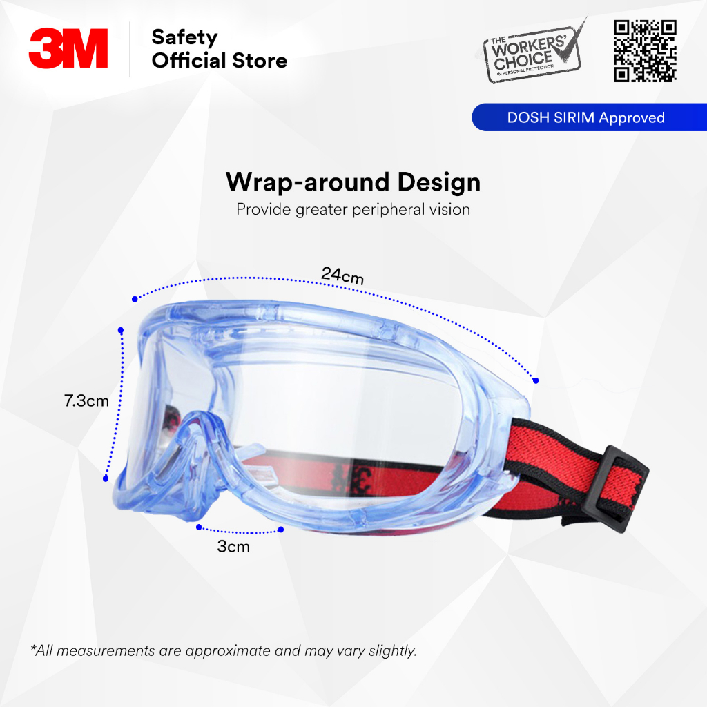 3M™ Safety Goggles Anti Fog 1623AF/ Clear Lens/ Anti Fog [1 unit] PSD ...
