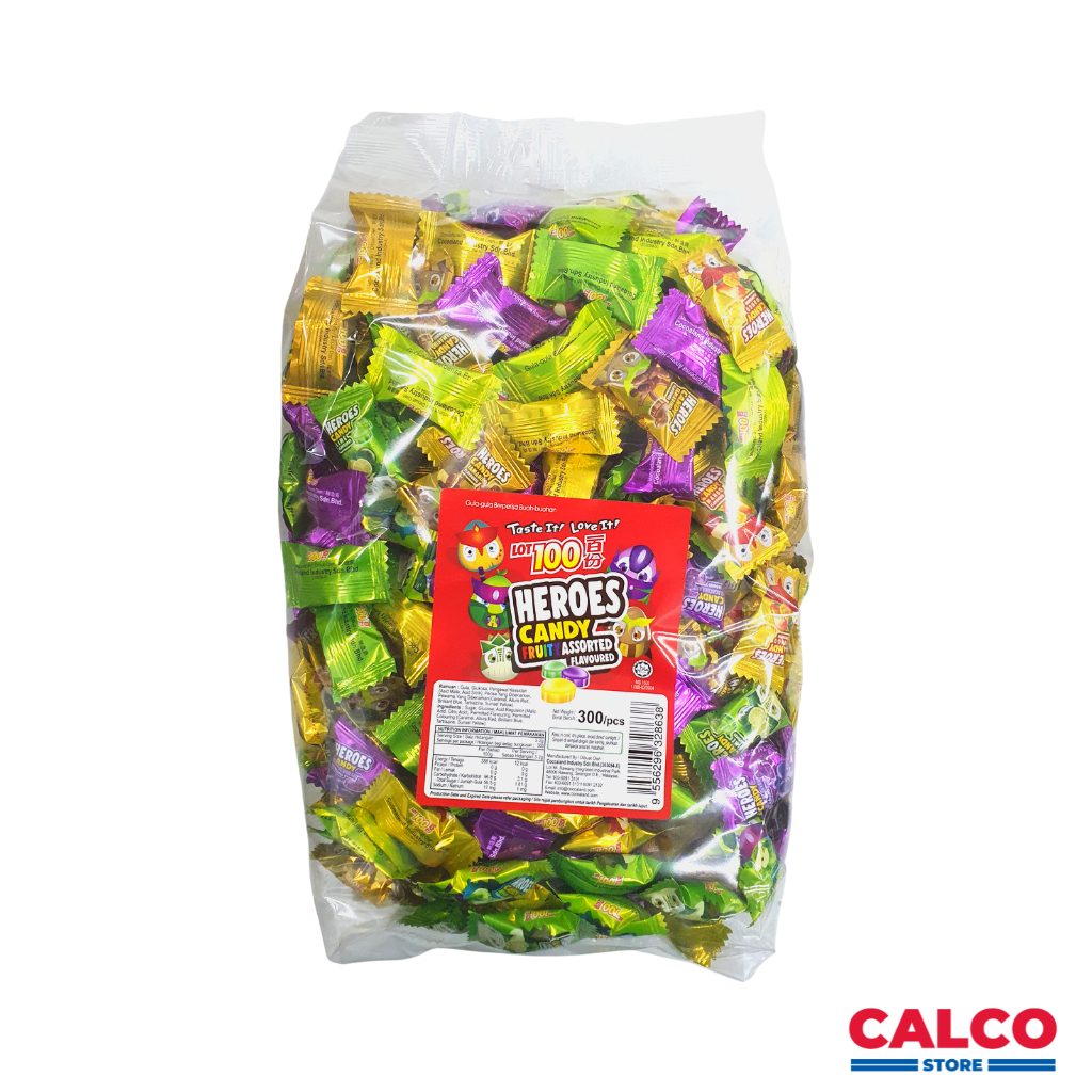 Lot 100 Heroes Candy Fruity Assorted Flavoured Gula-Gula Buah-Buahan ...