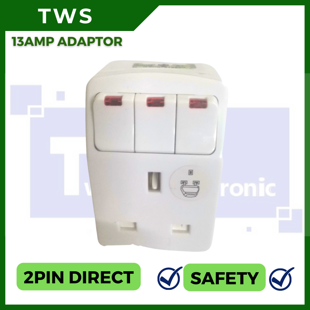 TWS 13amp adaptor Malaysia 13A NEON 3 Way SPLITER Adapter 2Pin 3Pin ...