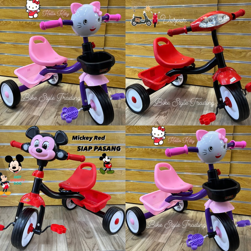 SWEET KIDS TRICYCLE / BASIKAL HELLO KITTY MICKEY MOUSE WITH MUSIC ...