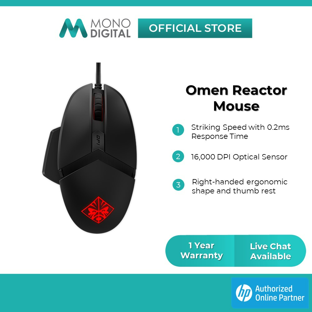 HP Omen Reactor Wired USB Gaming Mouse Mechanical Ergonomic 2VP02AA ...
