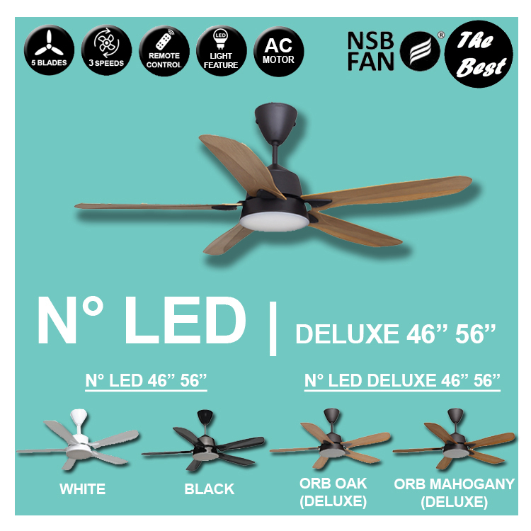 NSB N° LED DELUXE 46 / 56 INCHES AC MOTOR 3C LED LIGHT WITH REMOTE ...