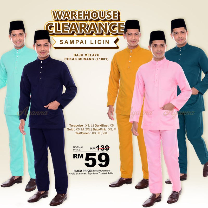 Cekak Musang L1001 - Baju Melayu Moden Cekak Musang. Baju Melayu Sedondon Ayah Anak. Baju Raya ...