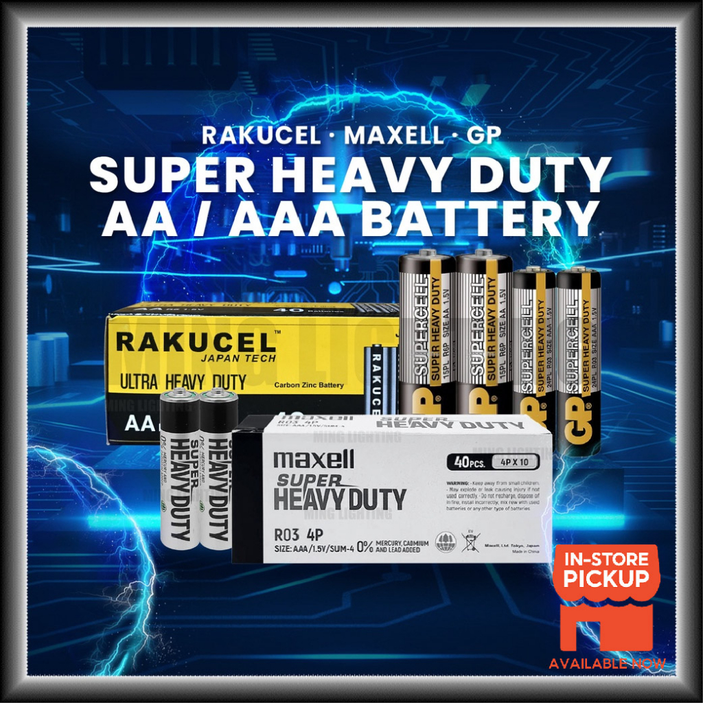 Bateri GP Maxell Rakucel 1.5V AA AAA Battery Super Heavy Duty Mainan ...