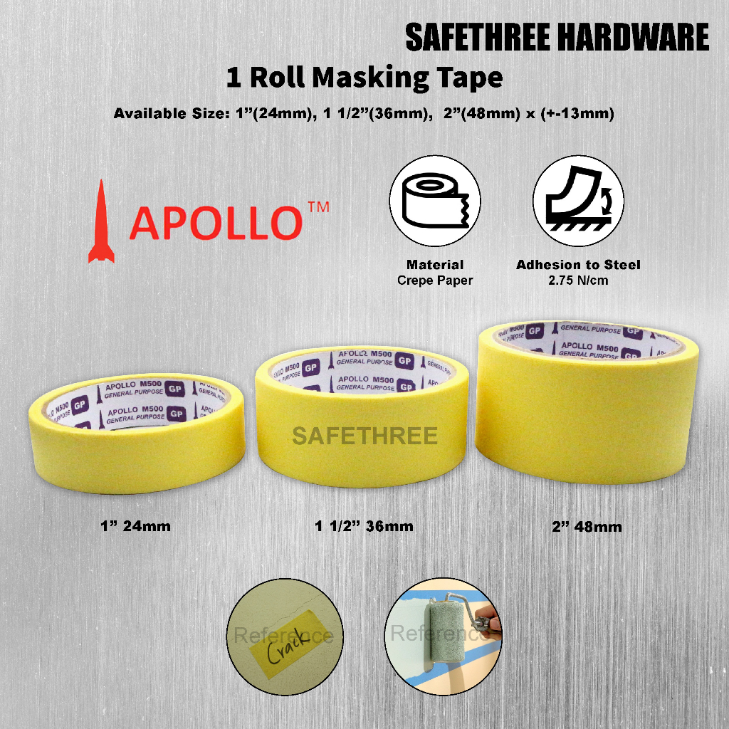 Apollo 1pcs High Quality Yellow Masking Tape (24mm 36mm 48mm) Self ...
