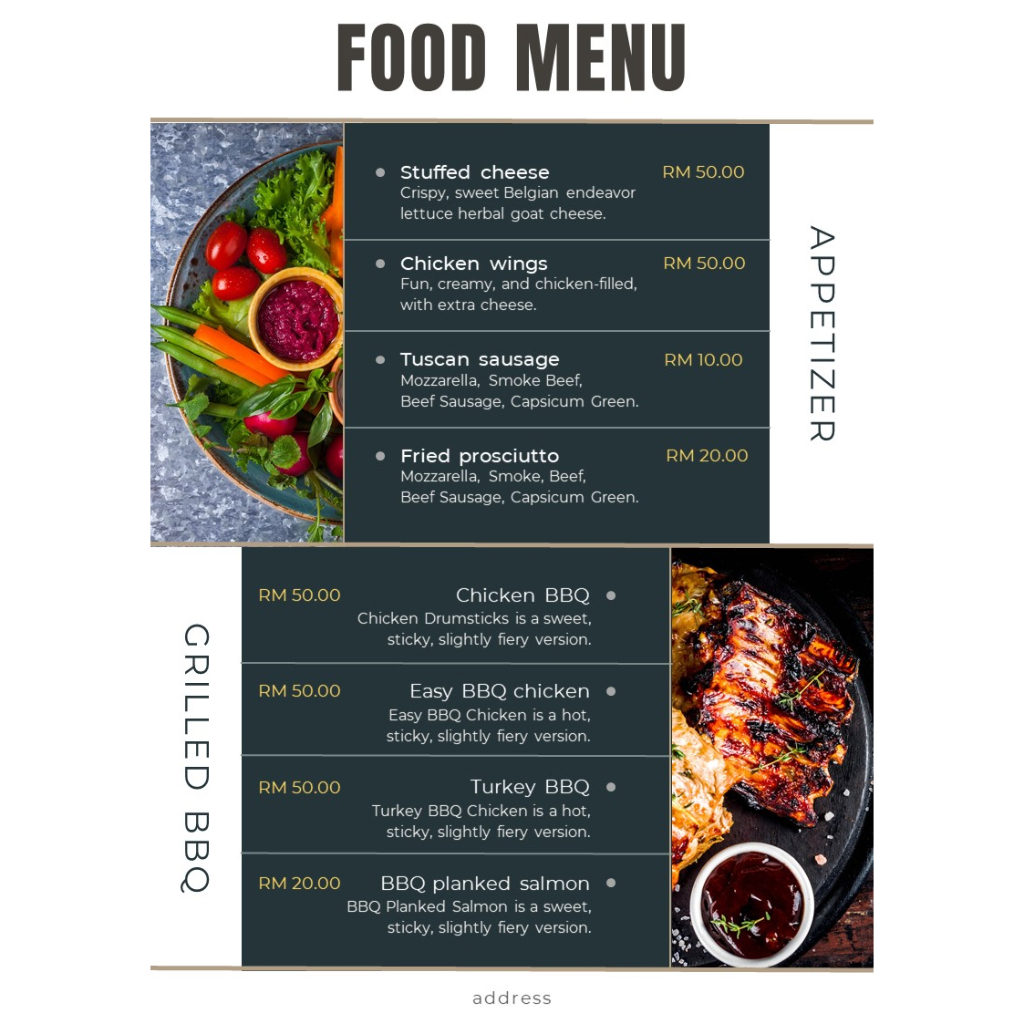 MENU LIST TEMPLATE [EDITABLE] Modern Grilled BBQ Food Menu Template ...