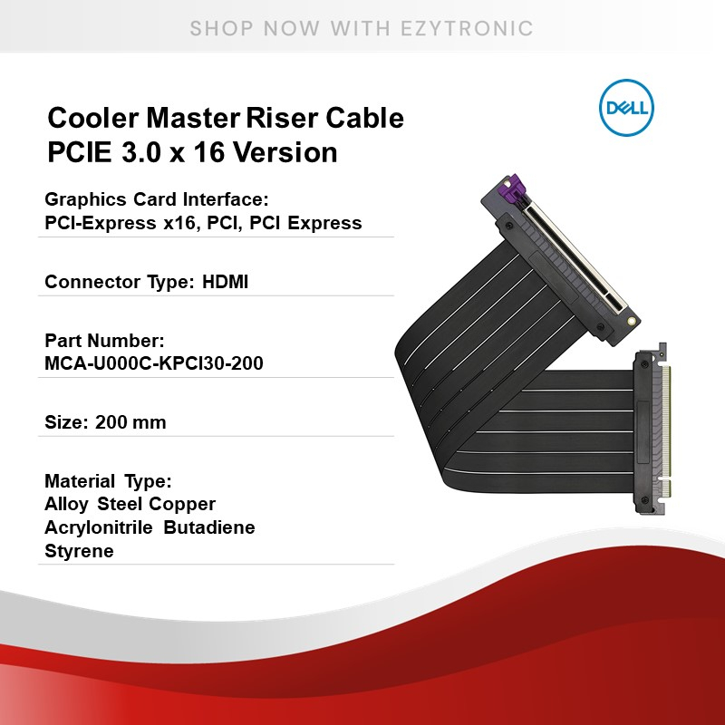 Cooler Master Riser Cable PCIE 3.0 x 16 Version - 200 mm Universal and ...