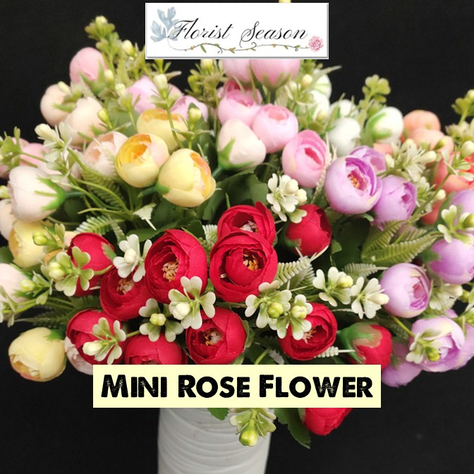 Artificial Tea Rose Flower (12 Head) 32cm / Bunga Mawar Hiasan / Hand ...