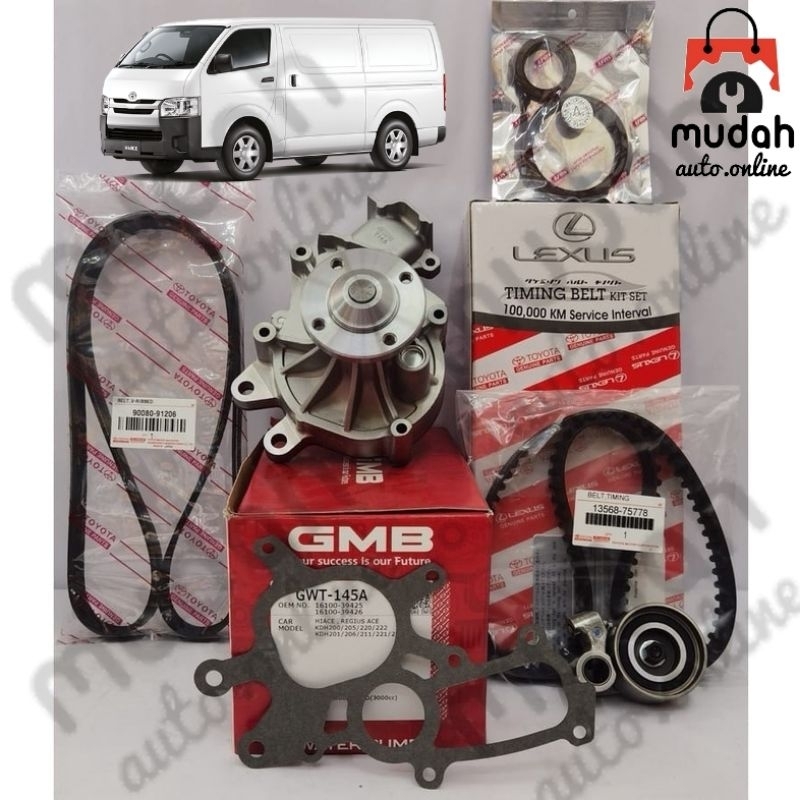 ️KDH200 ️ Timing Kit Set+Fan Belt+Water Pump for Toyota Hiace KDH200 ...
