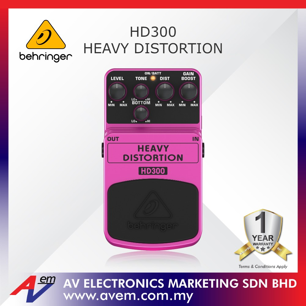 BEHRINGER HEAVY DISTORTION HD300 Heavy Metal Distortion Effects Pedal ...
