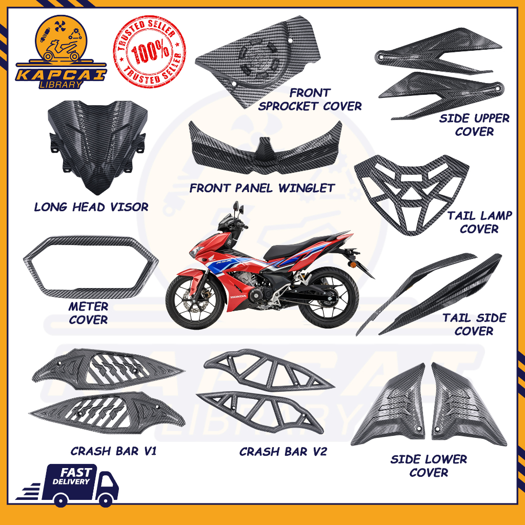 Honda RSX RS-X RSX150 CARBON FULL COVER CRASH BAR FRONT SPROCKET COVER ...
