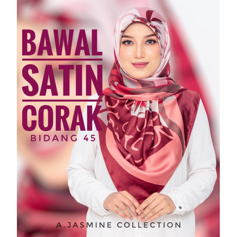 Bawal Satin Premium Corak Bidang 45 | Bidang 45 Tudung Bawal Square ...