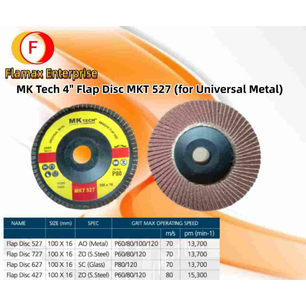 MK Tech 4" (100 x 16mm) Flap Disc MKT 527, MKT 727 | Shopee Malaysia