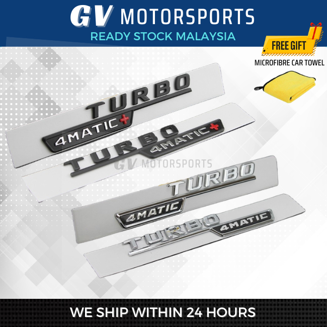 READY STOCK 2 Pieces TURBO 4MATIC 4MATIC+ ABS Flat Letter Logo Car Auto ...