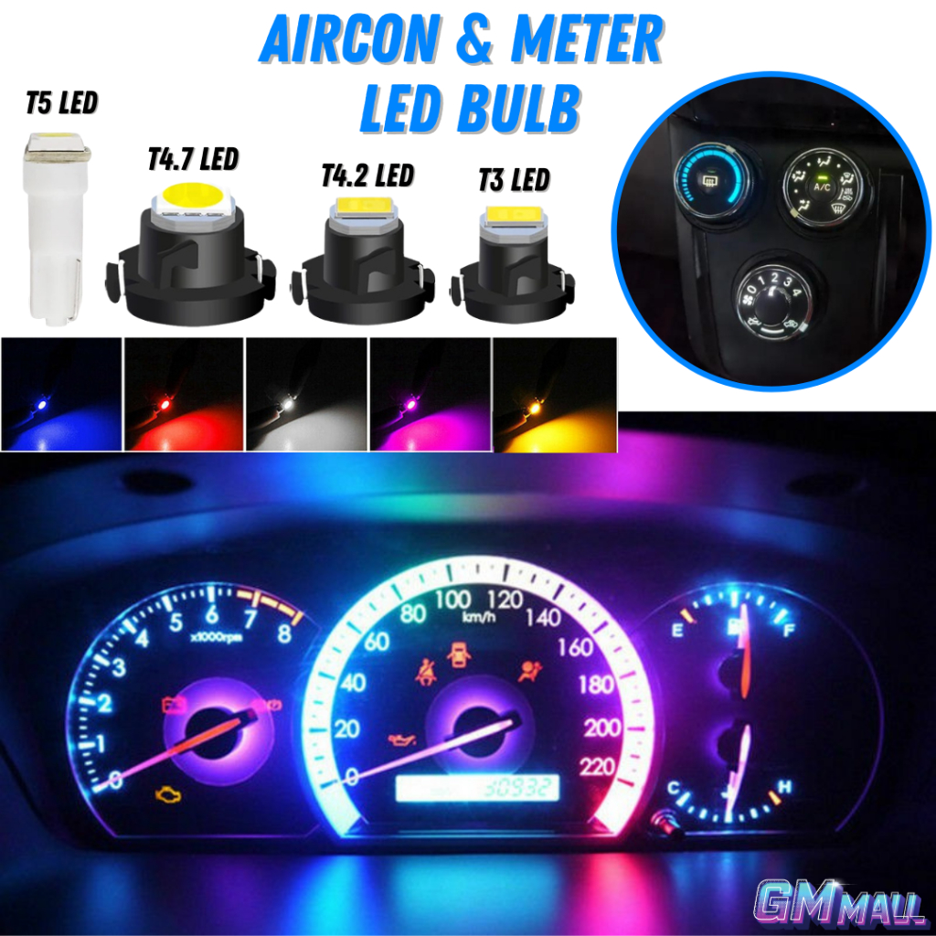 CAR METER LED BULB T5 T4.7 T4.2 T3 Aircond Dashboard Meter LED Bulb RPM ...