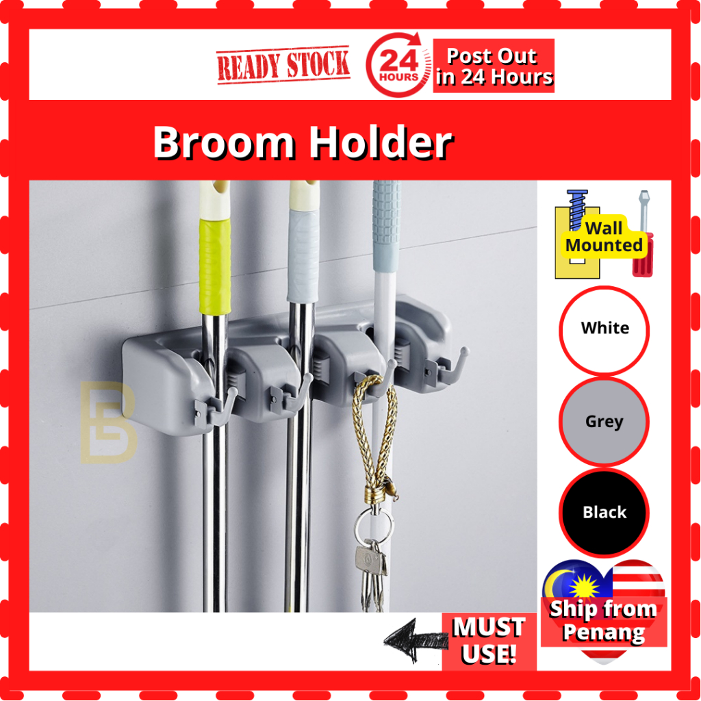 BEBETTER Wall Mounted Broom Holder / Broom Organizer /Mop Holder with ...