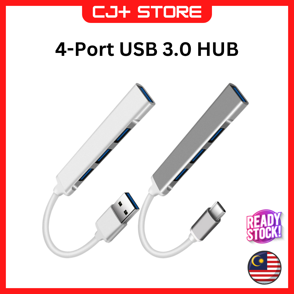 USB 3.0 Hub 4 Ports Type-A and Type-C Adapter for PC/Laptop/Tablet ...