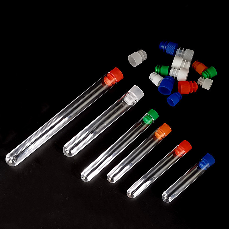 Transparent Plastic Test Tubes Lab Test Tool Screw Stopper Plug Cap ...