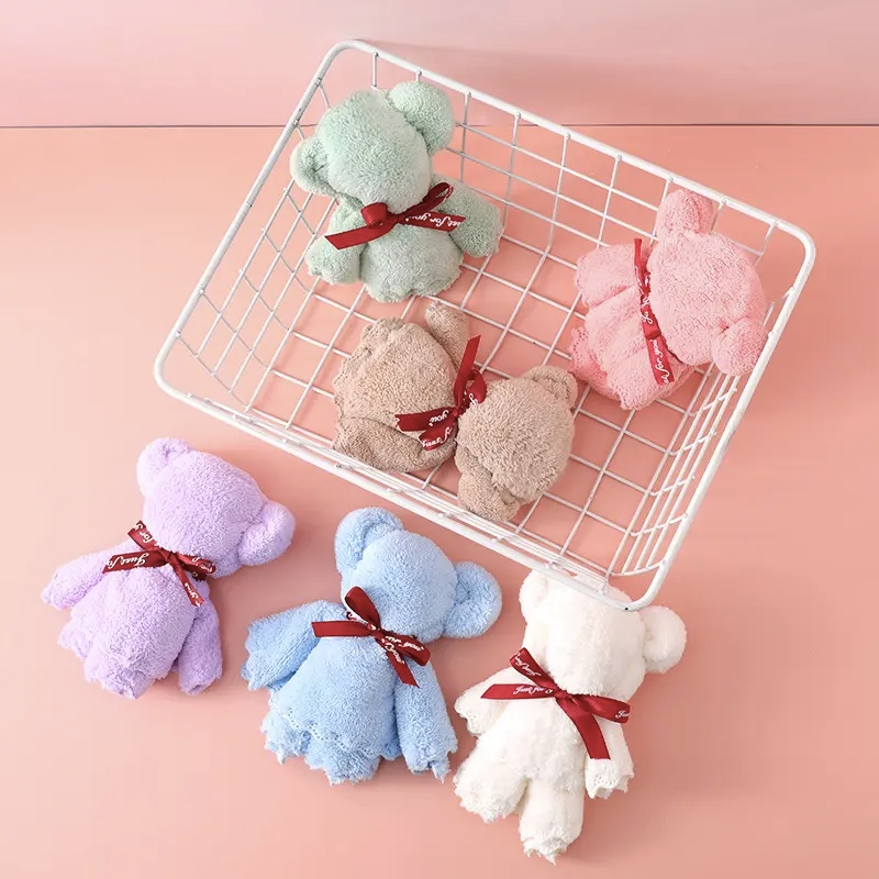 Cute Bear Shaped Towel | Coral Fleece Microfiber Hand Towel for Wedding ...