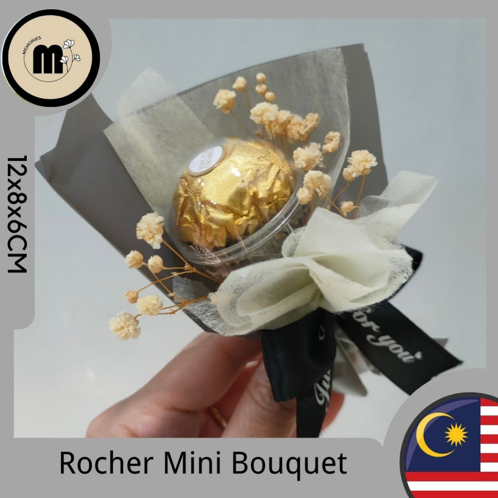 3 For RM30 1Rocher Dried Baby Breath Mini chocolate Bouquet 金沙巧克力满天星小花束 ...