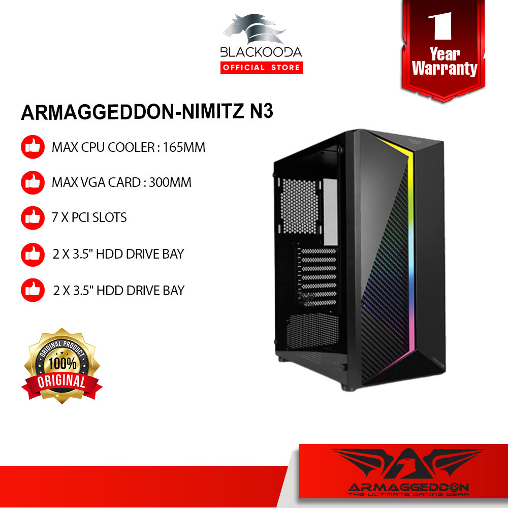 Armaggeddon Nimitz N3 Excellent ATX Gaming PC Case with RGB Lightning ...