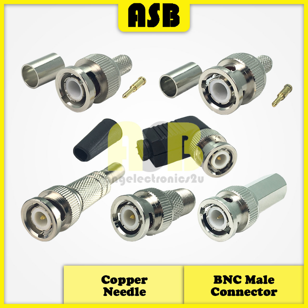 (10pcs) CCTV BNC Male Connector ( Copper ) | Shopee Malaysia