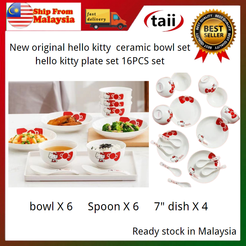 Taii New original hello kitty ceramic bowl set hello kitty plate set ...