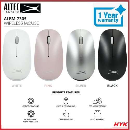 ALTEC LANSING ALBM7305 Wireless Mouse Black/ White/ Silver/ Pink, 4 ...