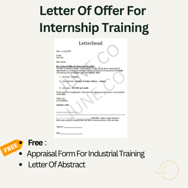 LETTER OF OFFER FOR INTERNSHIP TRAINING SURAT TAWARAN UNTUK LATIHAN ...