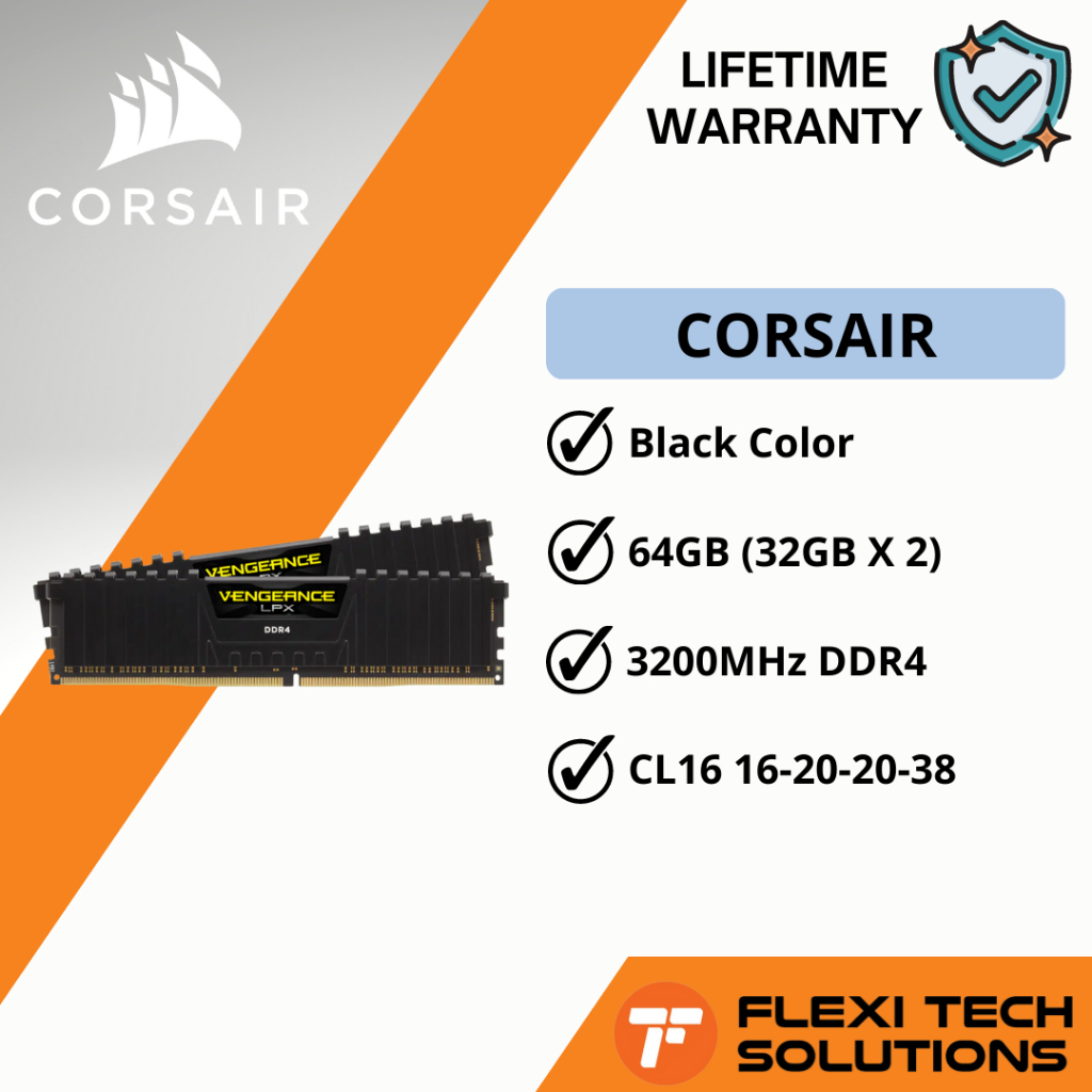 Flexi Tech CORSAIR Vengeance LPX (K2) DDR4 Black & White 64GB 3600MHz RAM | Shopee Malaysia